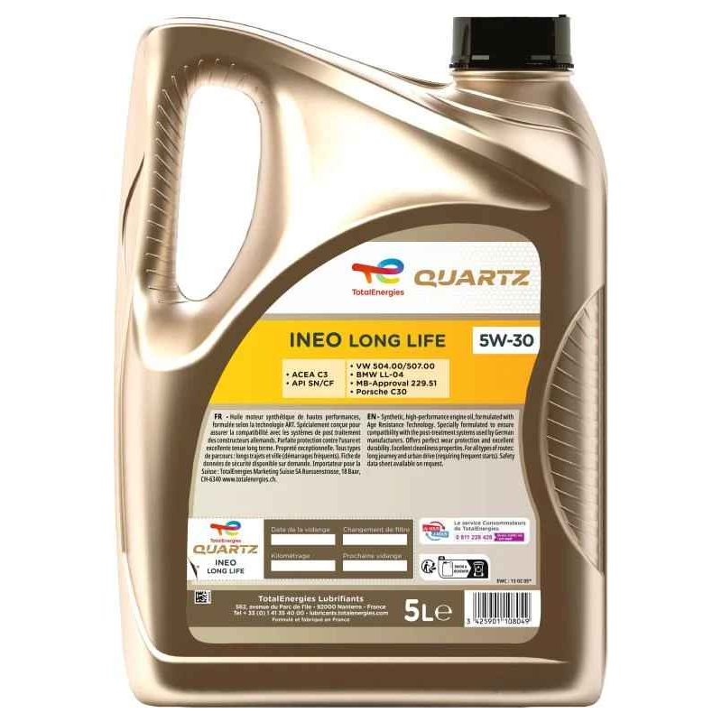 Total Energies - Engine Oil QUARTZ INEO LONG LIFE 5W-30 (505/507) (5L ...