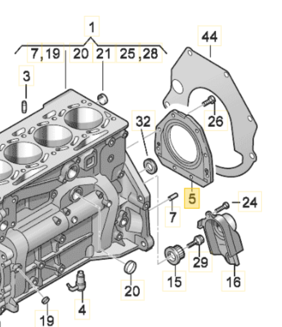 06K103171P - Rear Crankshaft Seal With Flange - Audi 8V/B8/B9/8S & Vol ...