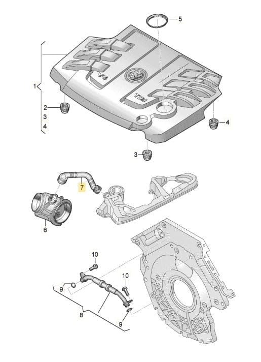 059103221BG - Audi & Volkswagen V6 3.0 TDI Breather Hose - VW Amarok ...