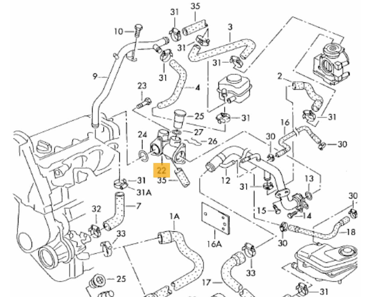 WF0064 - Calorstat Coolant Flange - Audi A4 B5 & Volkswagen Passat 3B ...